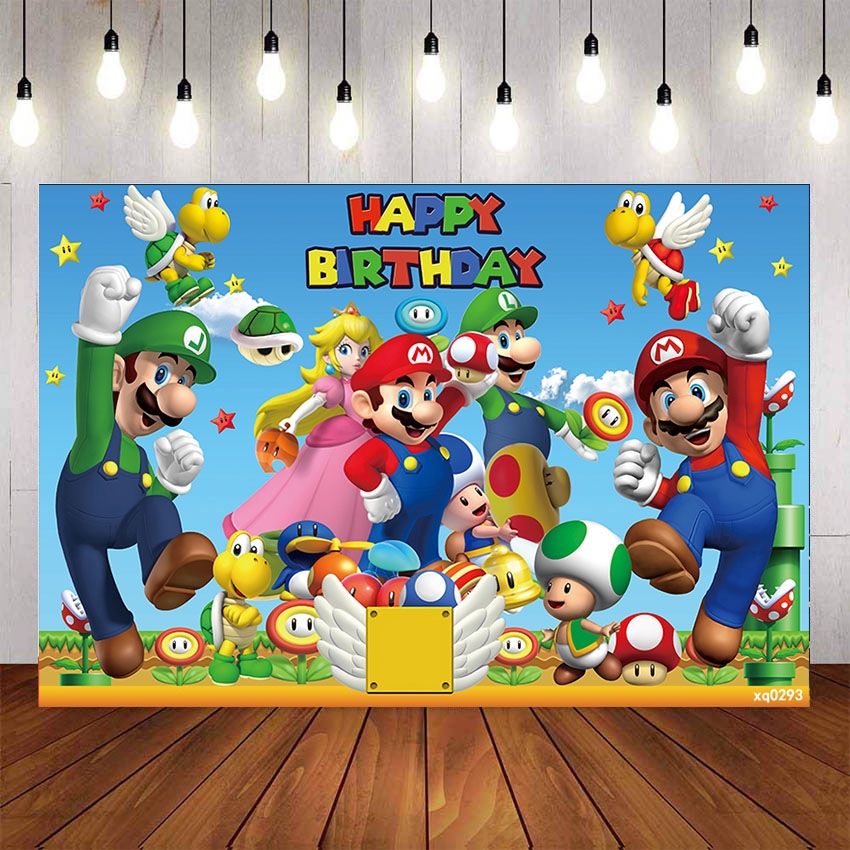 Super Mario Party Backgrounds For Photo Studio Girls Baby Shower ...