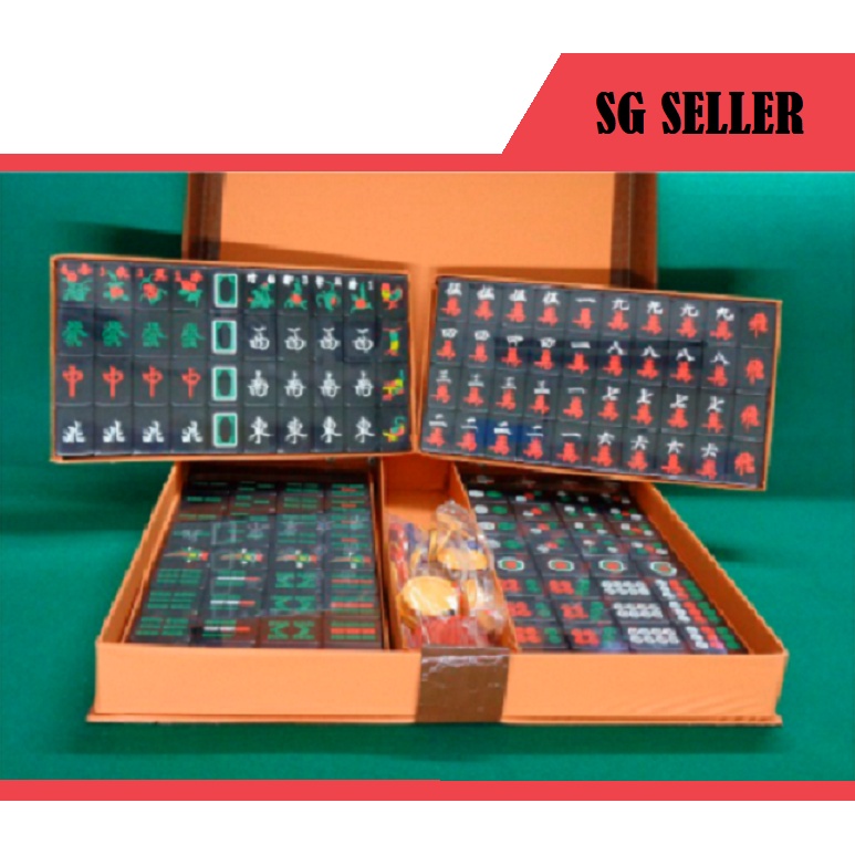 A1Size All Black Colour Mahjong Set (Size of Tiles: 37mm ) | Shopee ...