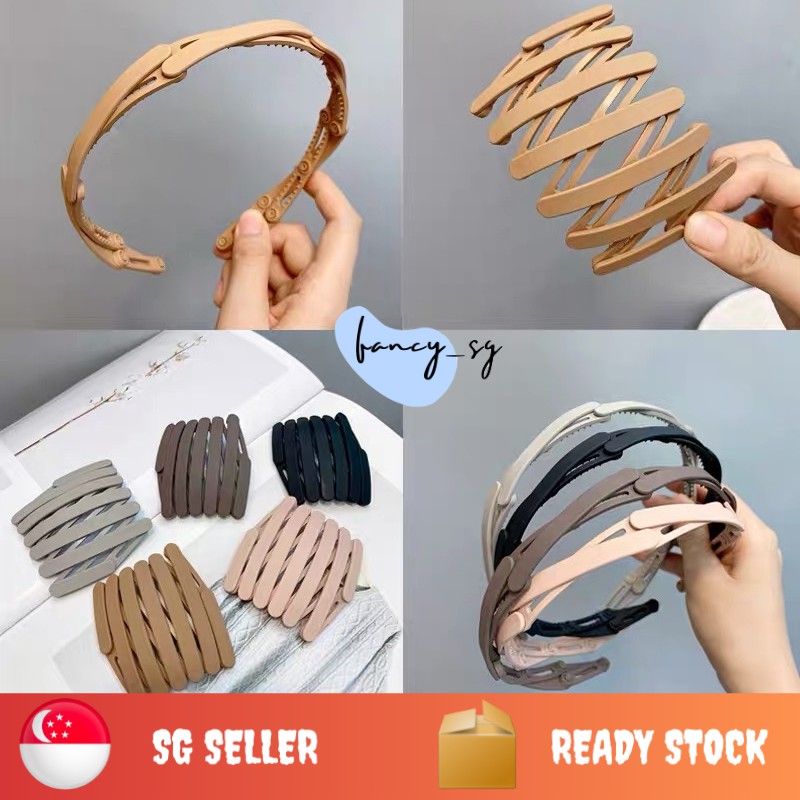 Retractable Pocket Hairband / Headband With Teeth Foldable Hairband For ...