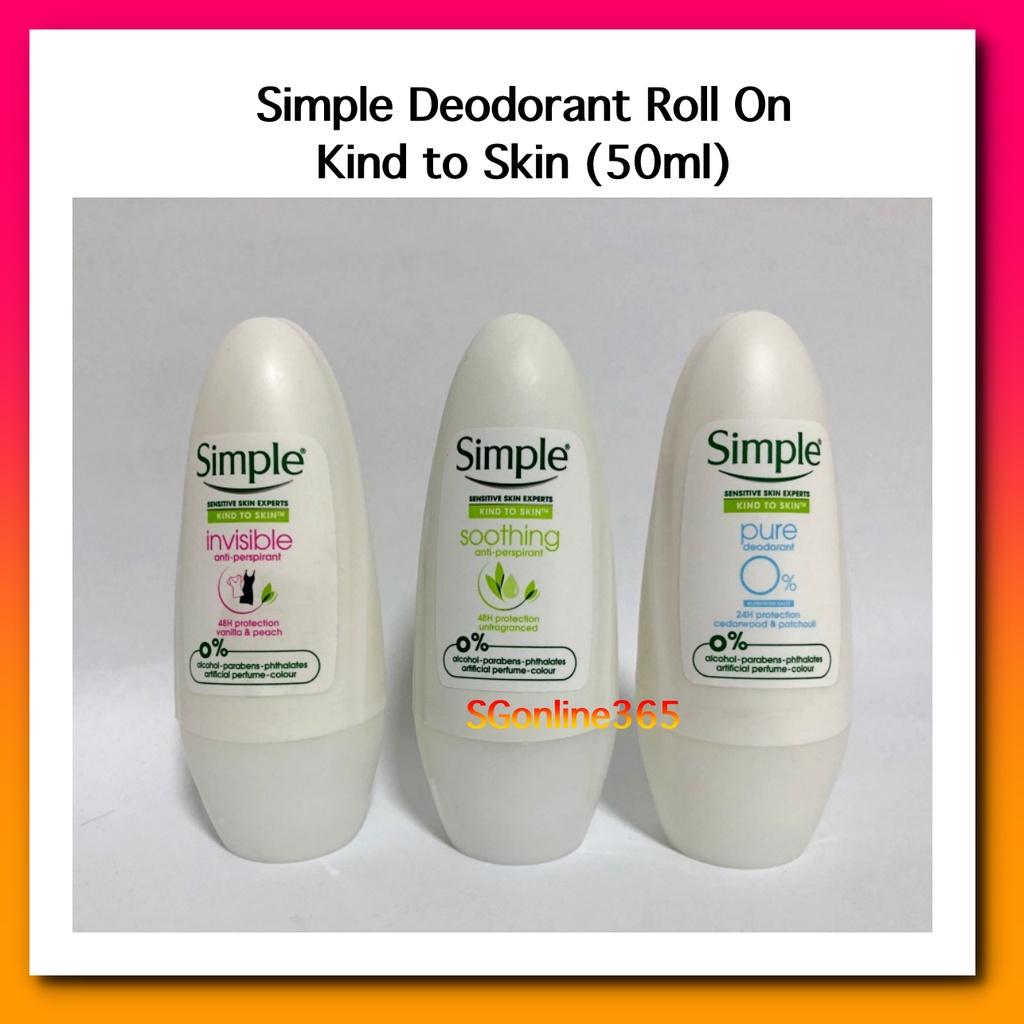Simple Deodorant Roll On Kind to Skin 50ml X 3 Pcs | Shopee Singapore