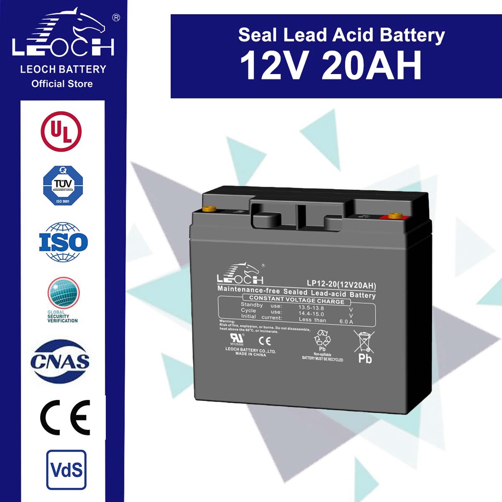 12V 20AH Leoch Sealed Lead Acid Battery LP12-20 for general purpose applications | Shopee Singapore