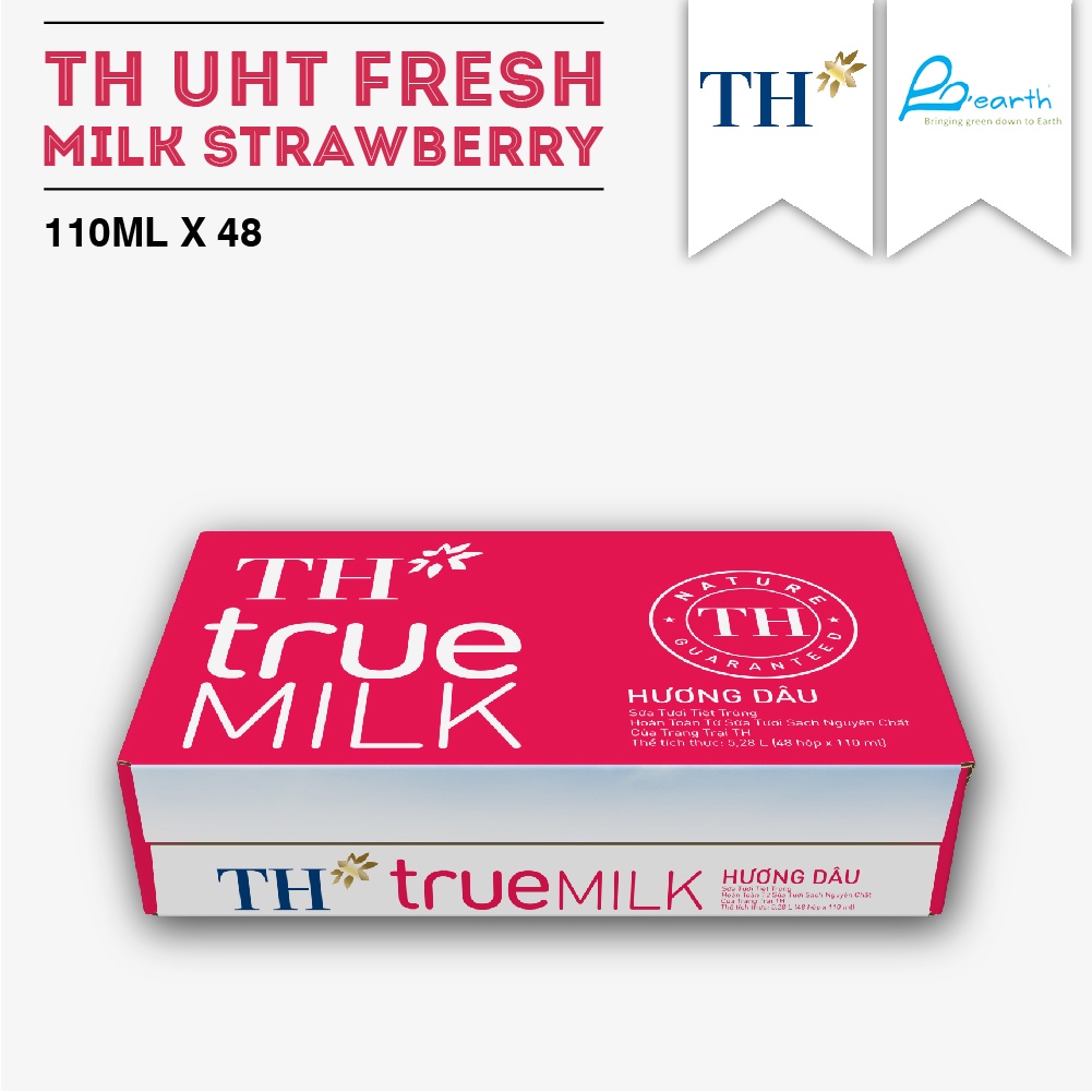 TH True Milk UHT Strawberry Fresh Milk 48 X 110ML | Shopee Singapore