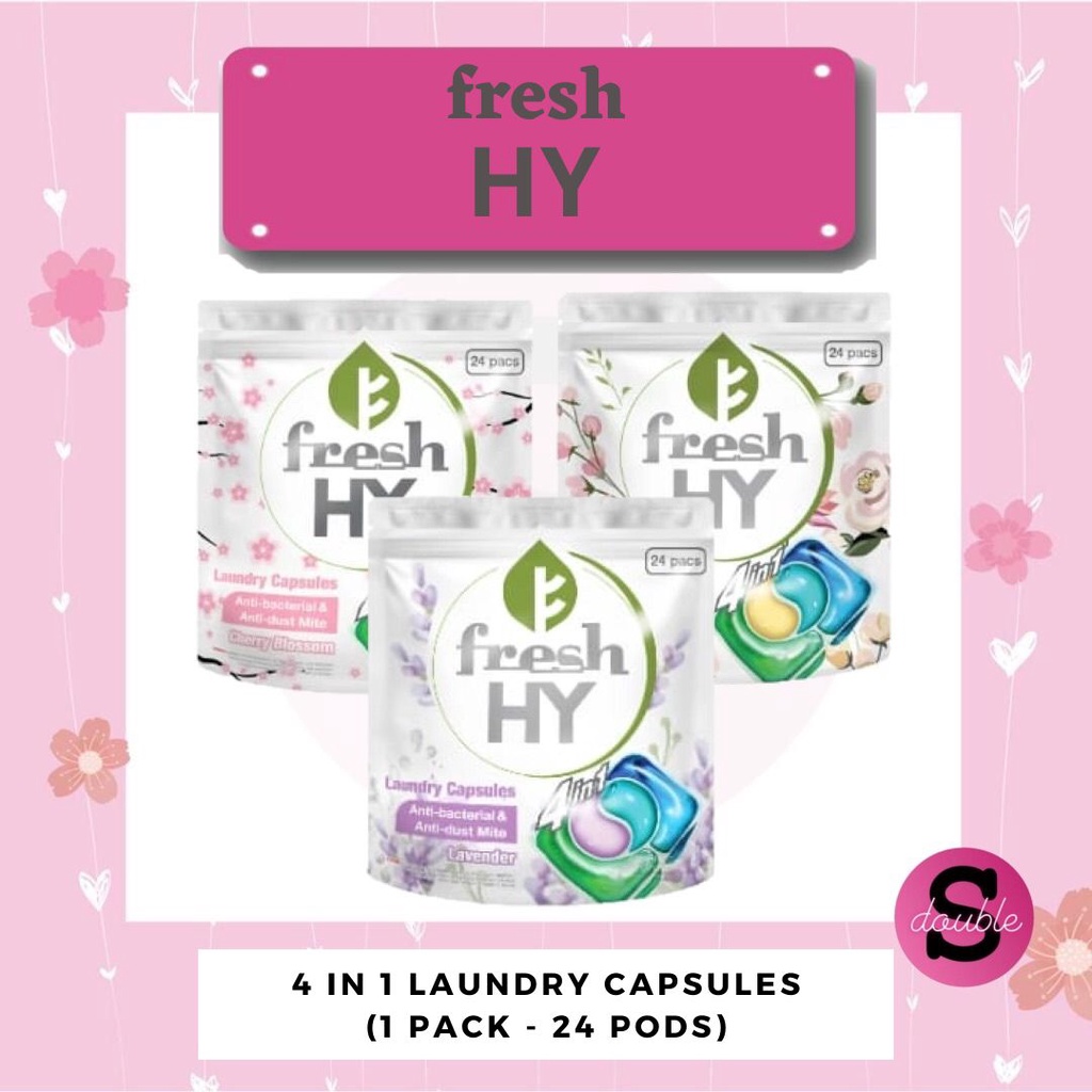 Fresh HY 4-in-1 Laundry Capsules 1Pack=24 Pods (Lavender/Cherry Blossom ...