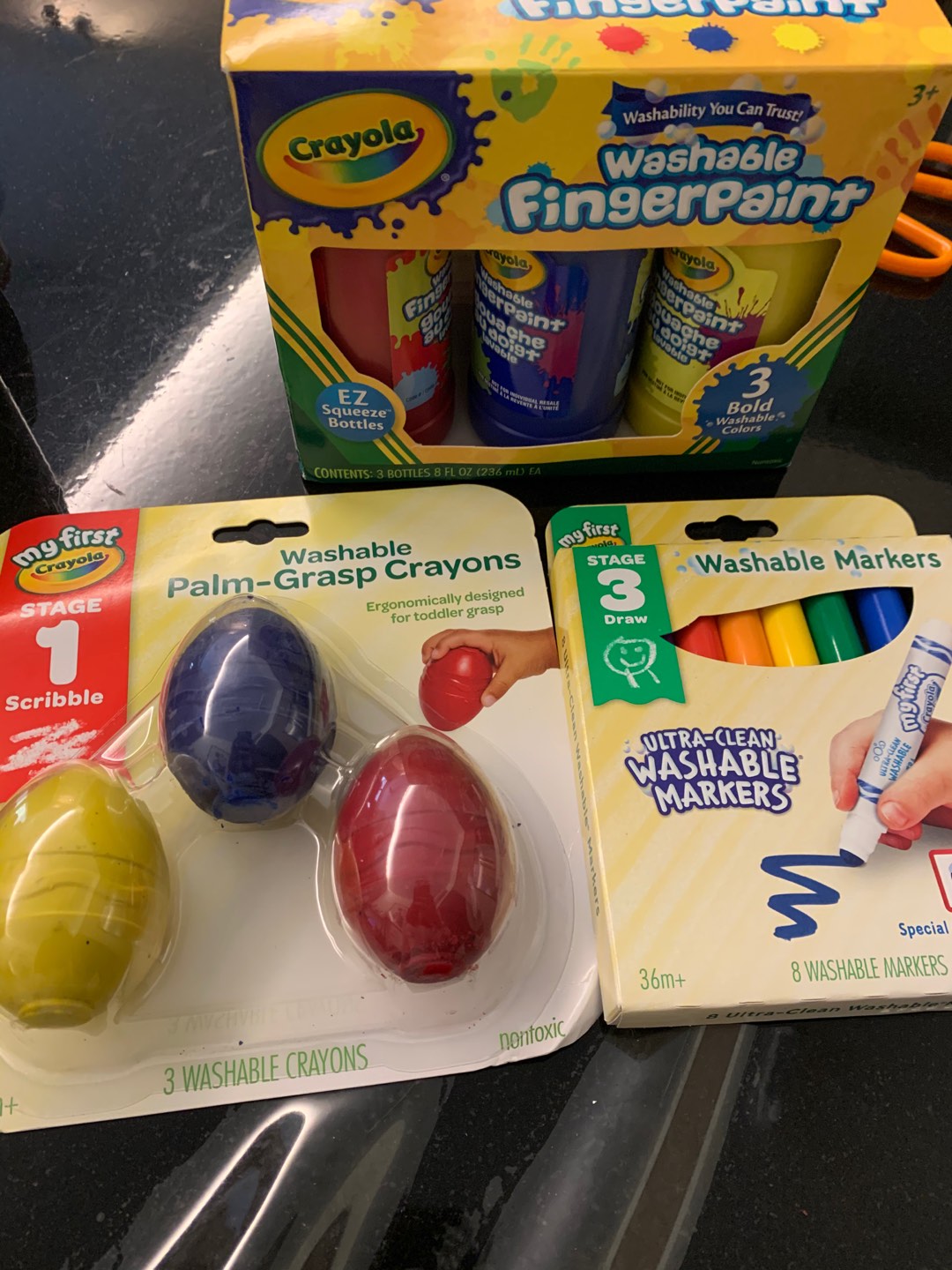 Crayola Washable Bold Fingerpaint Primary Colors 3 Count Easy Clean-Up ...