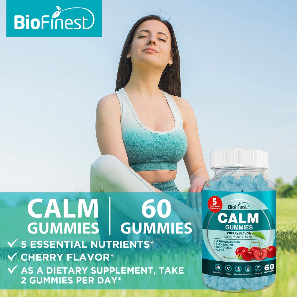 Biofinest Calm Gummy Supplement - L-Theanine Ashwagandha Relax Stress ...