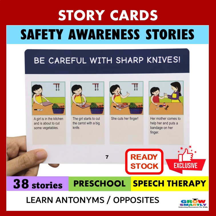 SAFETY AWARENESS STORY CARDS Flash Cards for Kids Educational Cards ...