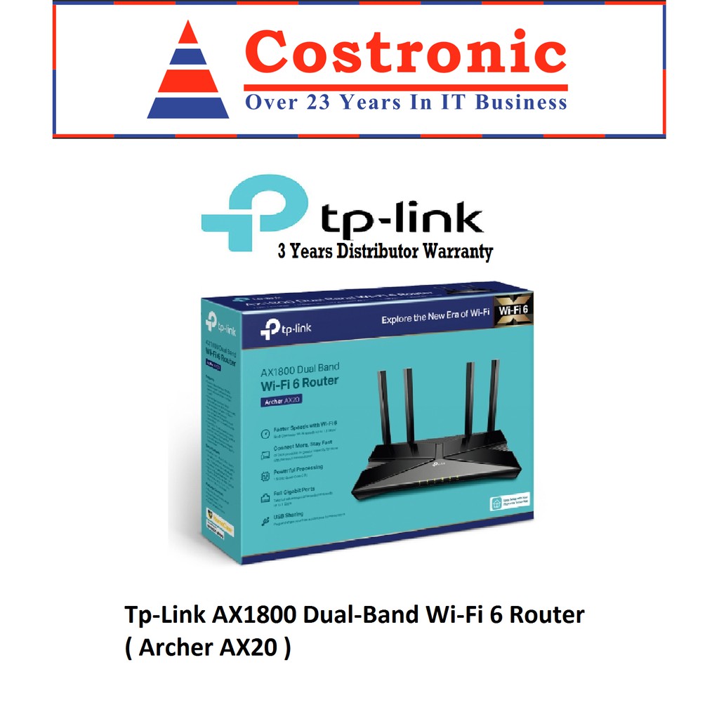 Tp Link Archer AX20 , AX1800 Dual-Band Wi-Fi 6 Router | Shopee Singapore