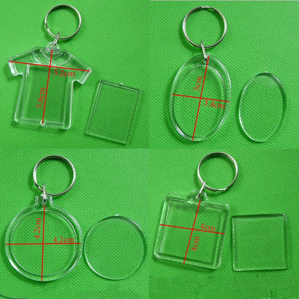 Acrylic Insert Photo Picture Frame Keyrings Keychain DIY Split Ring Key ...