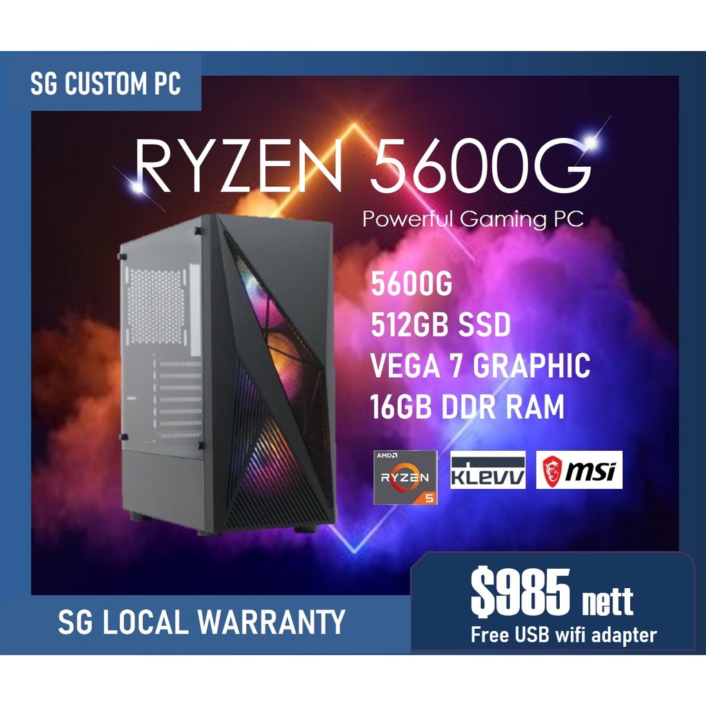 Gaming PC - RYZEN 5 5600G PROCESSOR with Powerful 6 Cores 12 threads ...