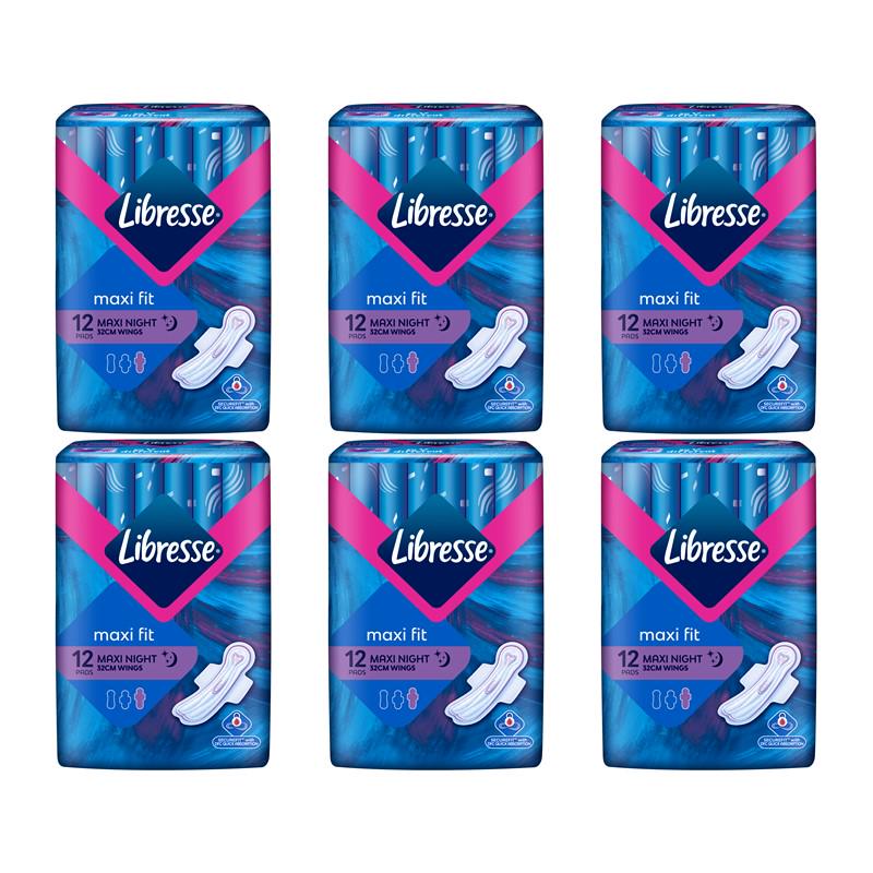 [Bundle of 6] Libresse Maxi Night Wing Sanitary Pads 32cm (12pcs x 6 ...