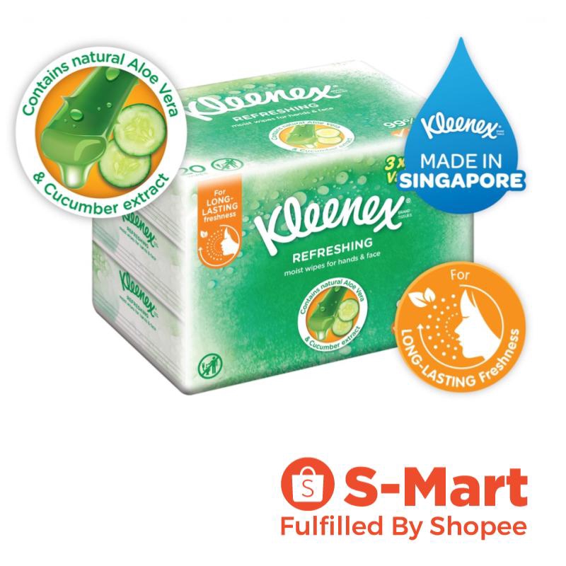 Kleenex Refreshing Hand and Face Moist Wipes 3x20s | Shopee Singapore