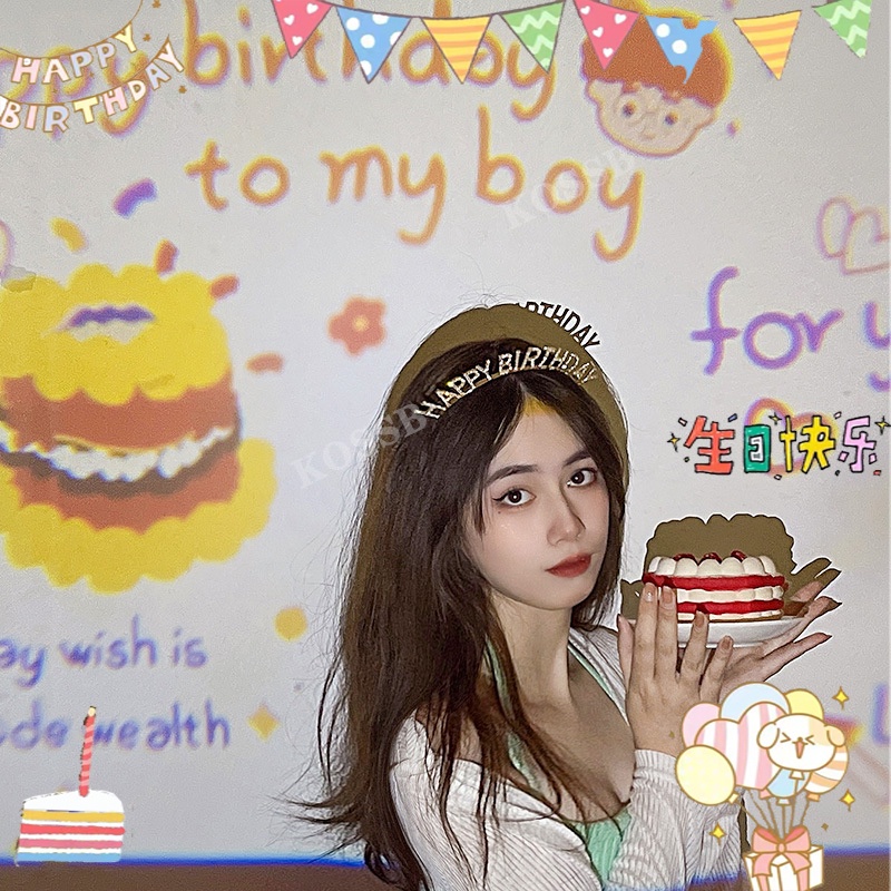 Happy Birthday Projection Lamp INS Birthday Party Decoration Photo ...