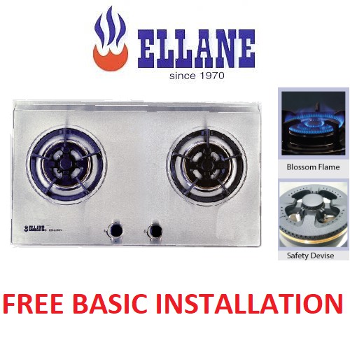 ELLANE EB-228SV 75CM 2 BURNER STAINLESS STEEL GAS HOB WITH SAFETY ...