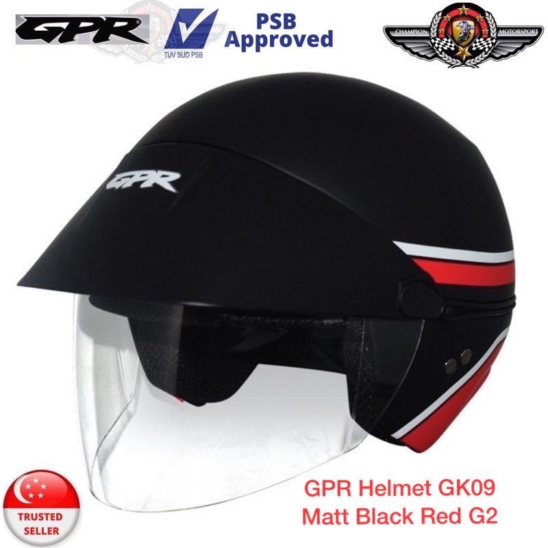 GPR Helmet GK09 Matt Black Red G2 (PSB Approved) | Shopee Singapore