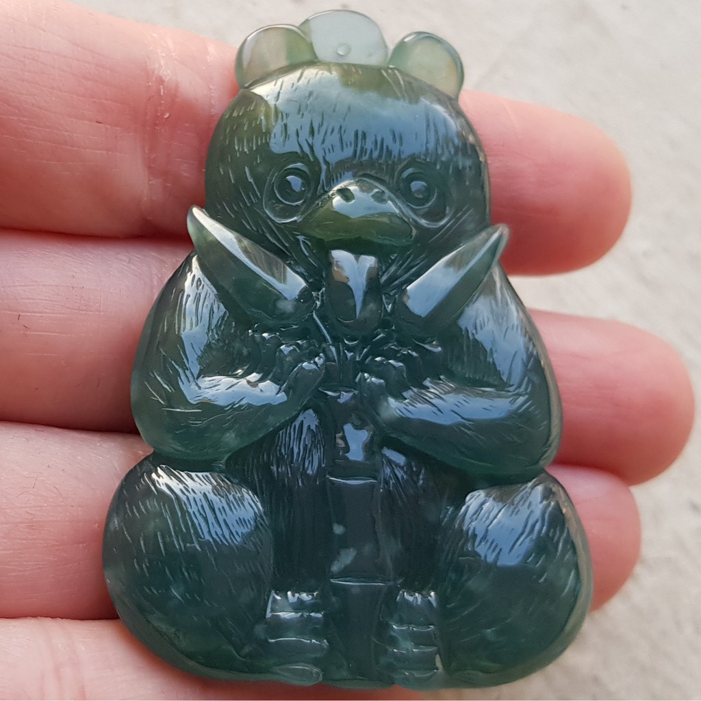 Certified Type A Grade Icy Jadeite Pendant Ice Blue Water Jade Panda ...