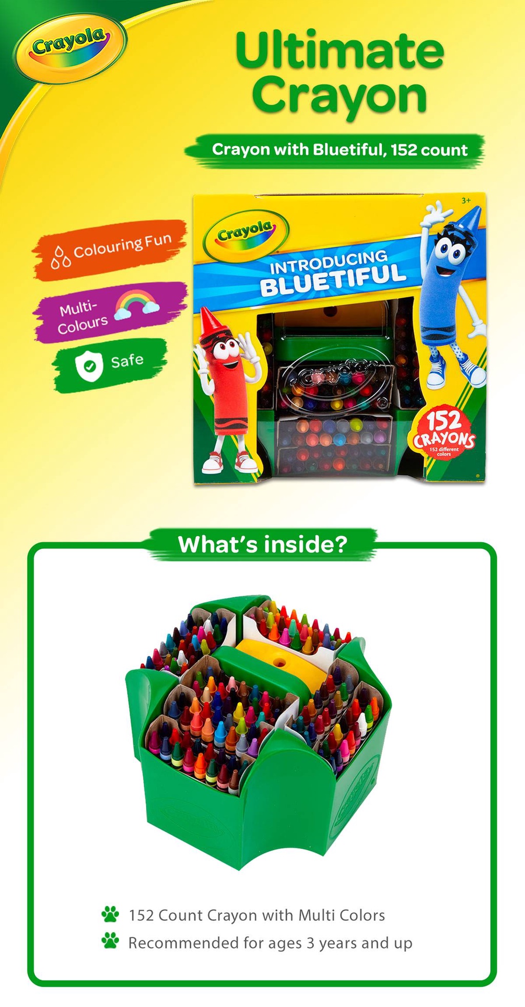 Crayola Ultimate Crayon Collection with Bluetiful 152 count Age 3 ...