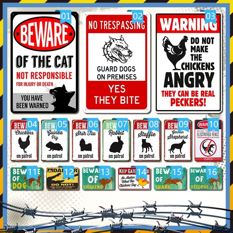 "Beware Of The Cat" Warning Signs Retro Tin Signs Metal Posters Home ...