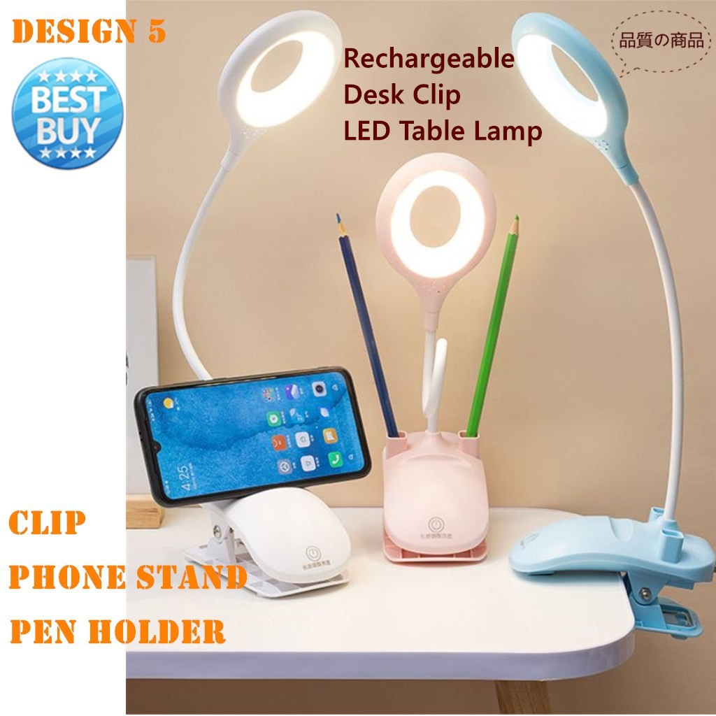 SG Seller Desk Clip USB LED Rechargeable Reading light LED Table Lamp ...