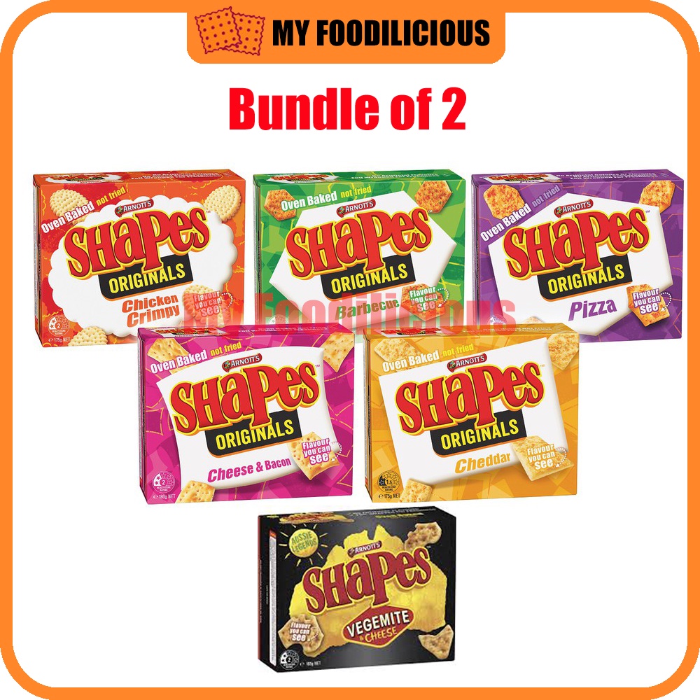 Arnotts Shapes Biscuit Pizza/Barbecue/Chicken Crimpy/Cheese & Bacon ...