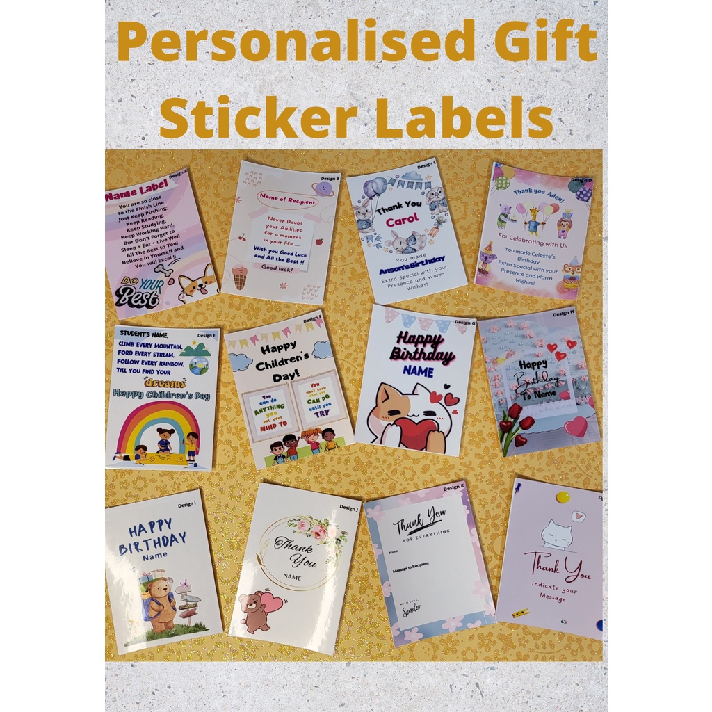 Personalised Gift Bag Sticker Labels/Goodie Bag/Exam Wishes/Best Wishes ...