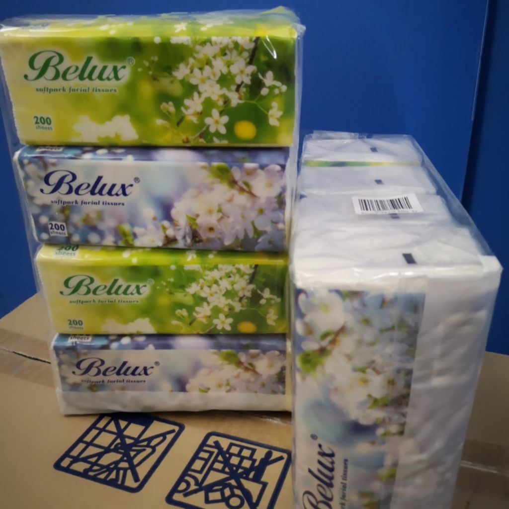 Belux soft pack facial tissue 100%Virgin pulp 3ply. 48 packs (12 bags x ...