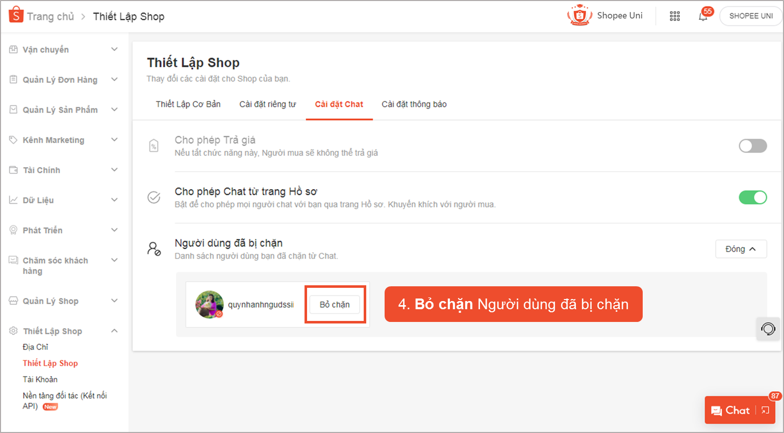 Cách báo cáo Người mua spam tin nhắn qua Shopee Chat | Học viện Shopee ...