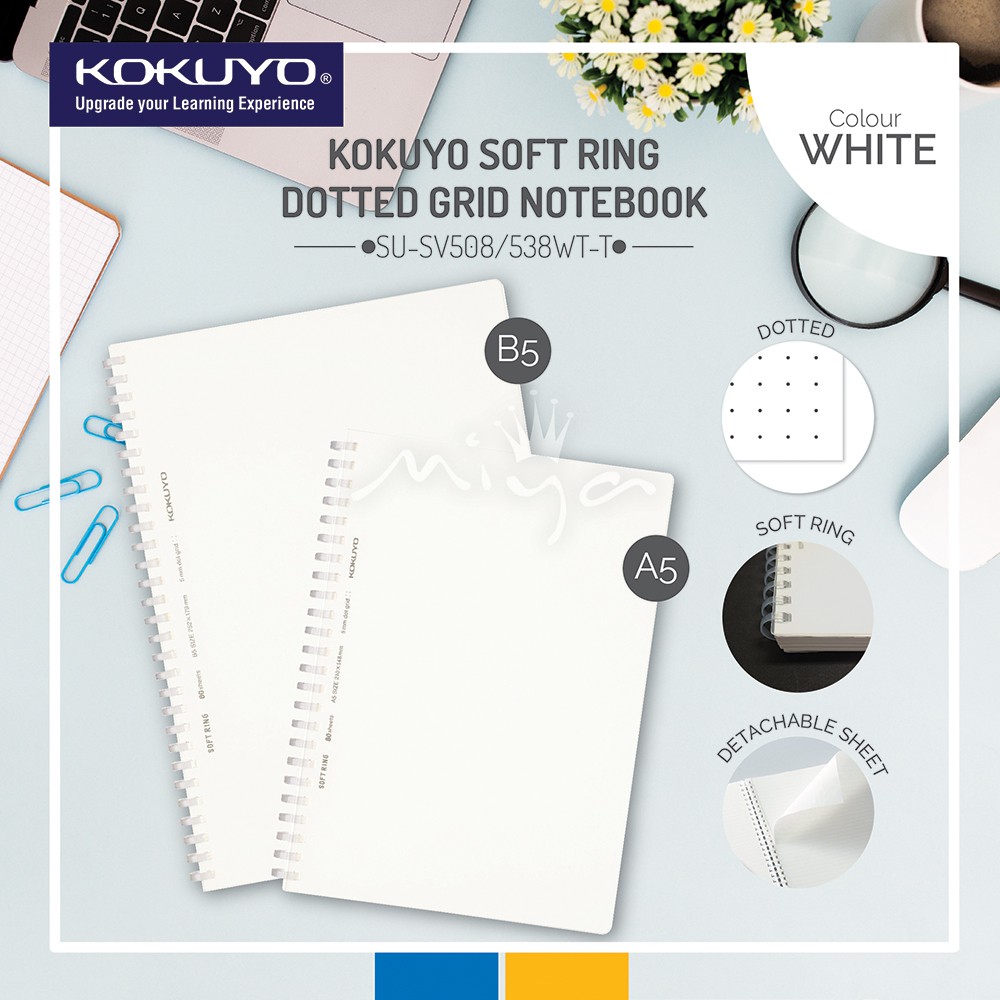 [shop Malaysia] Kokuyo Soft Ring Dotted Notebook A5 B5 80 Sheets