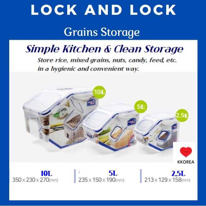 [Korea] Lock and Lock 2.5L/ 5L/ 10L Grain Container Candy Rice Flour ...