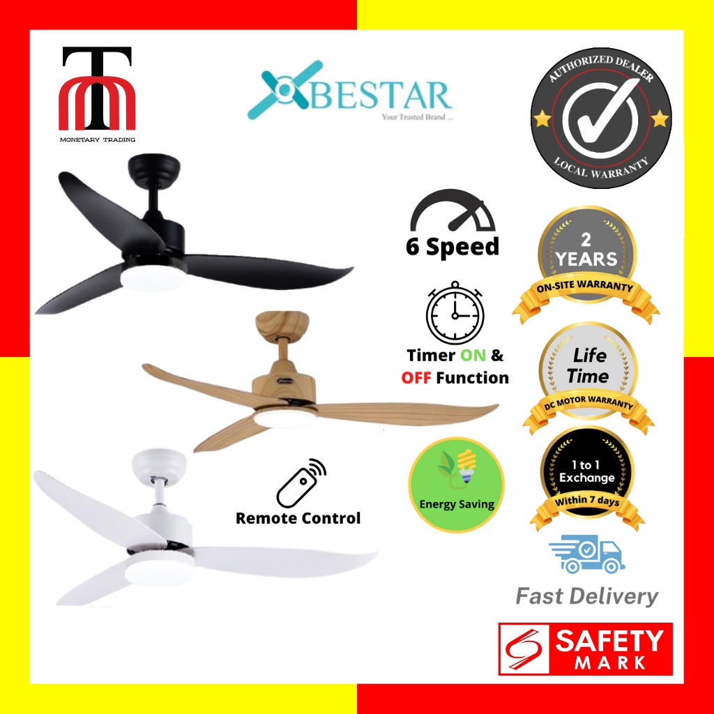 BESTAR 54 Inch DC Motor Ceiling Fan With LED Light & Remote (RAZOR ...