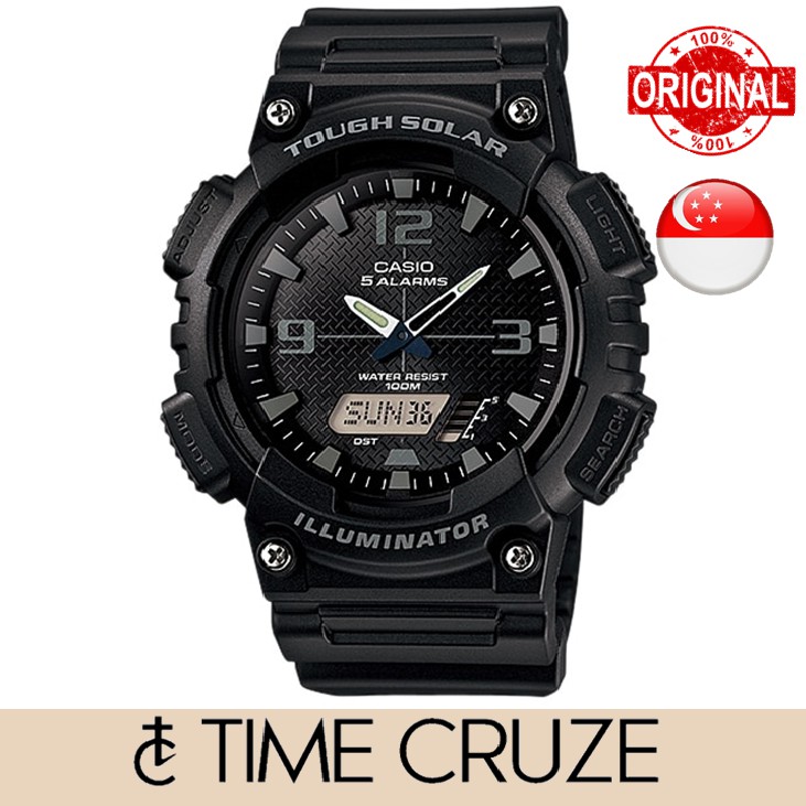 [Time Cruze] Casio AQ-S810 Solar Powered Analog Digital Sports Black ...