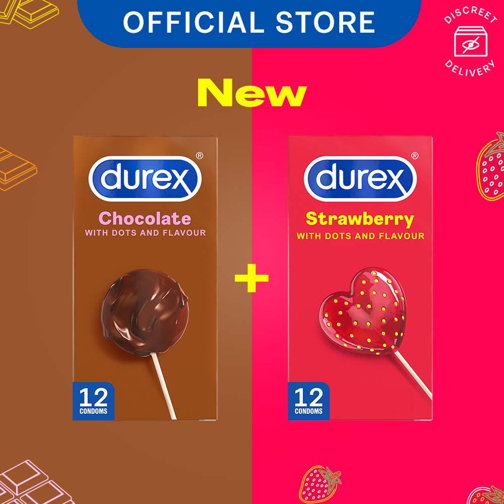 [New] [Bundle of 2] Durex Strawberry + Chocolate Condoms 12s (With Dots & Flavour) | Shopee ...