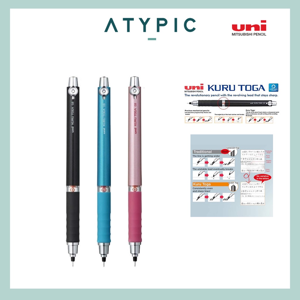 Uni Kuru Toga Mechanical Pencil with Rubber Grip -0.5mm | Shopee Singapore