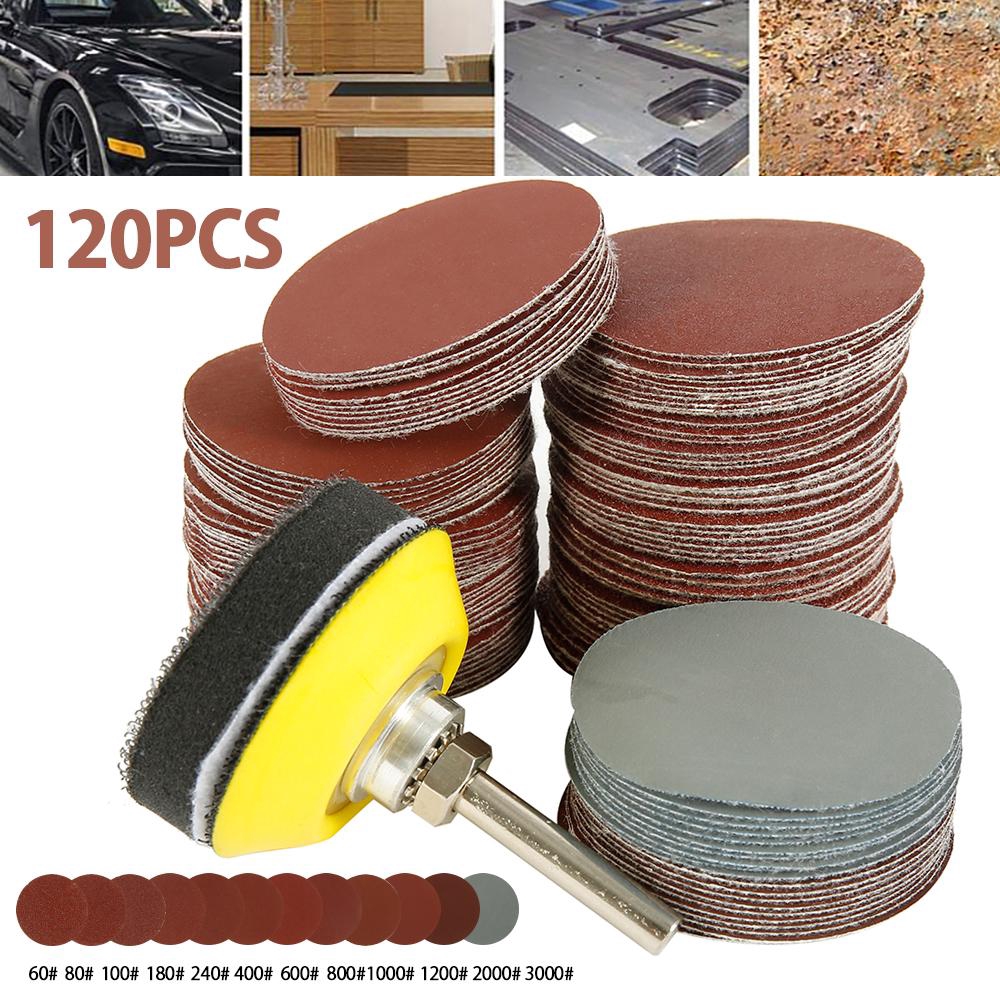Plate and Sponge Cushion 120pcs 60-3000 Grit 2 Inch Sander Disc Sanding ...