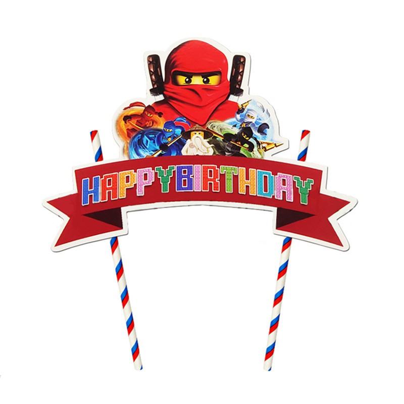 1 Set DIY Ninjago Theme Happy Birthday Cake Topper For Kids Birthday ...