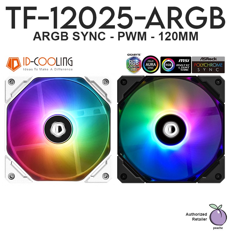 ID-Cooling TF-12025-ARGB 12025 5V ARGB RGB PWM Case Fan 120MM Black/White | Shopee Singapore