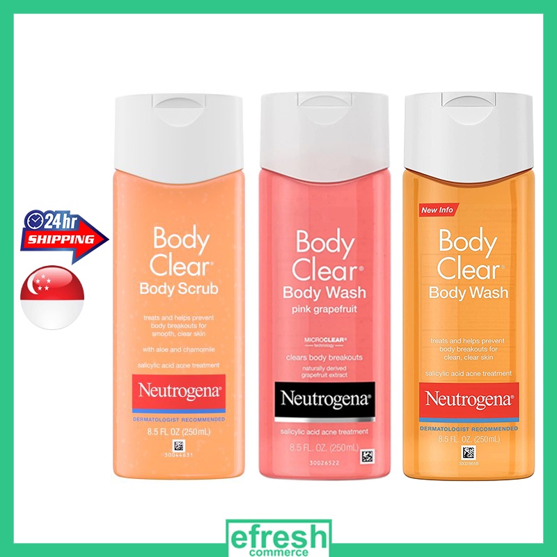 Neutrogena Body Clear Body Scrub Wash Salicylic Acid Acne Treatment ...