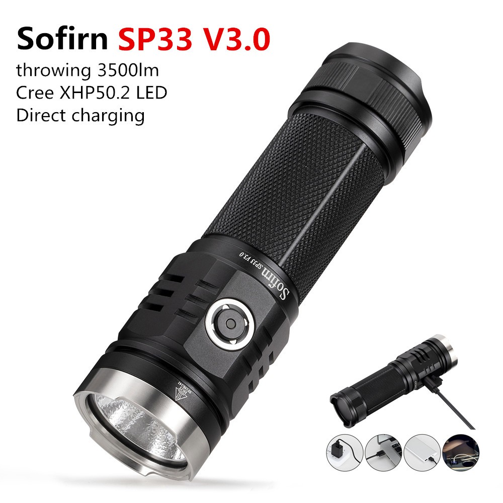 Sofirn SP33 V3.0 3500lm Powerful LED Flashlight Type-C USB Rechargeable ...