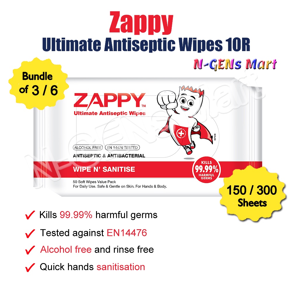 (BUNDLE OF 3 / 6 Resealable ⇒ 150 / 300 Sheets) Zappy Ultimate ...