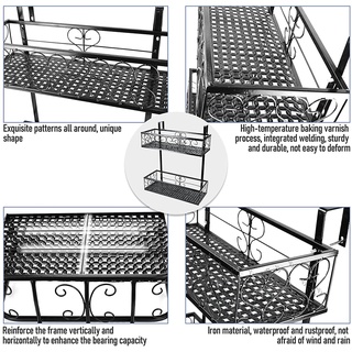 2-Tier Hanging Flower Rack Planter, Space Saving Outdoor Metal Hook On ...