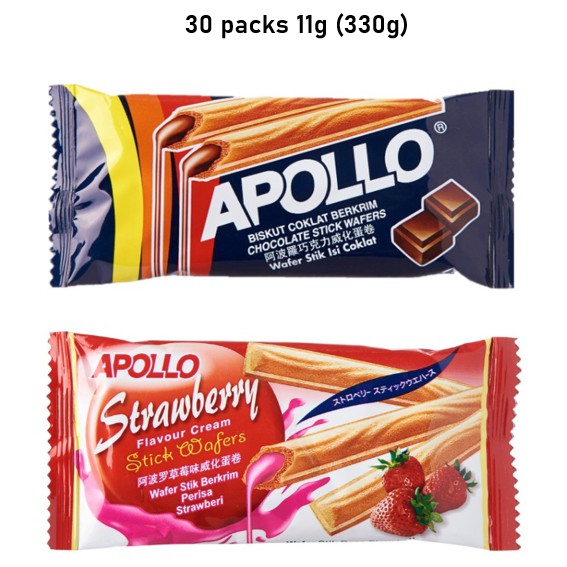 30 packs Apollo Wafer Sticks - Chocolate / Strawberry | Shopee Singapore