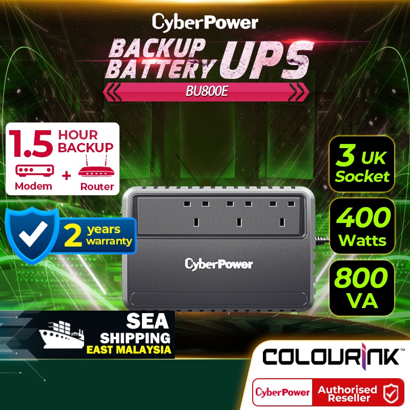 CyberPower BU800E 800va 400w UPS Backup Battery Power Supply with AVR ...