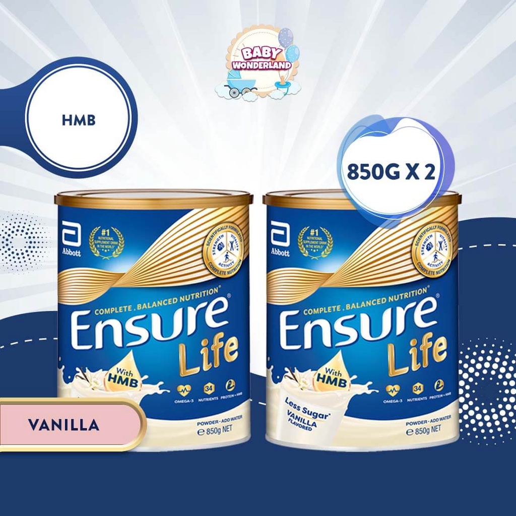 [Bundle of 2] Abbott Ensure Life With HMB Adult Nutrition Vanilla 850g | Shopee Singapore
