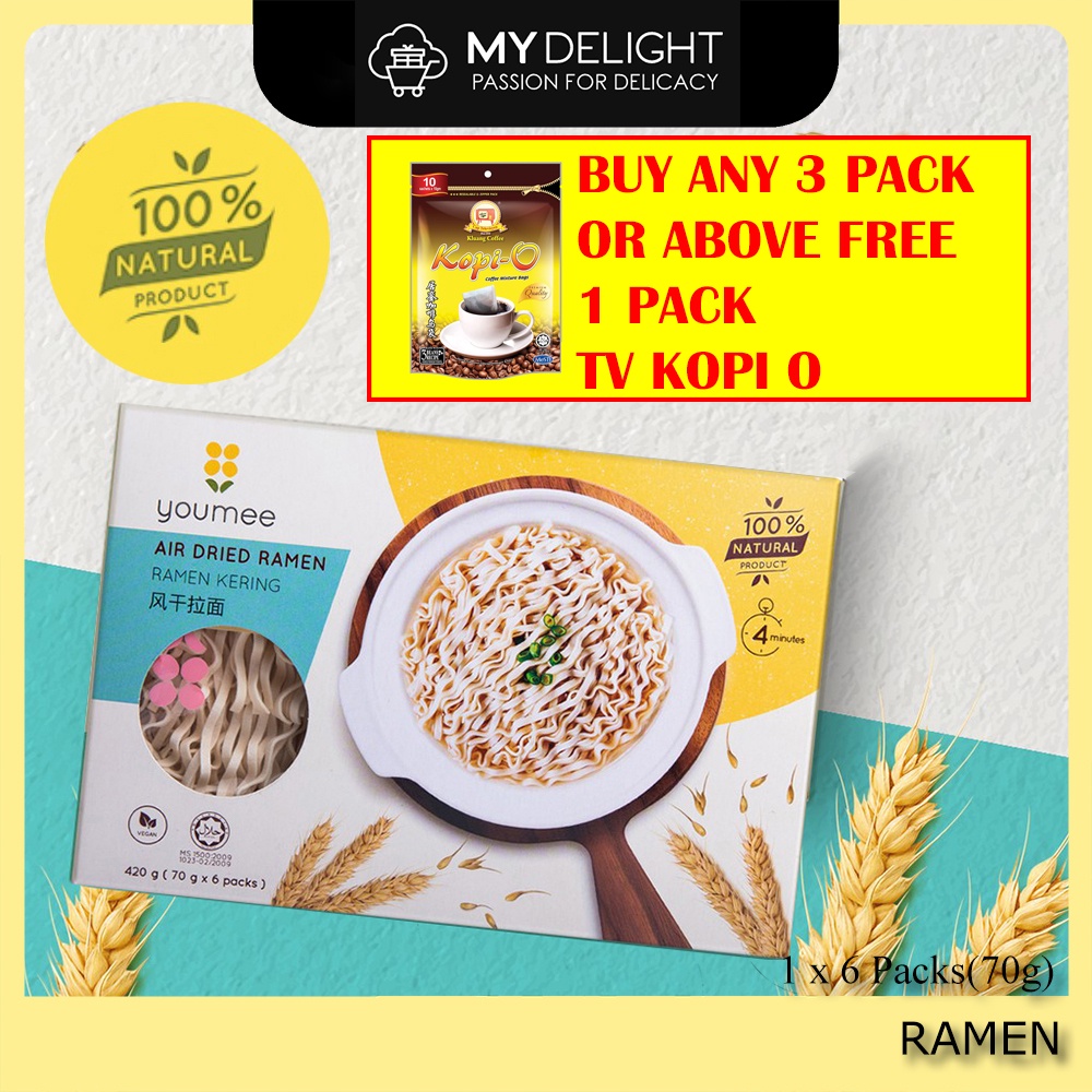 (1 Boxes x 6 Pack) YOUMEE Air-Dried Ramen Panmee Banmee Pan Mee Ban Mee ...