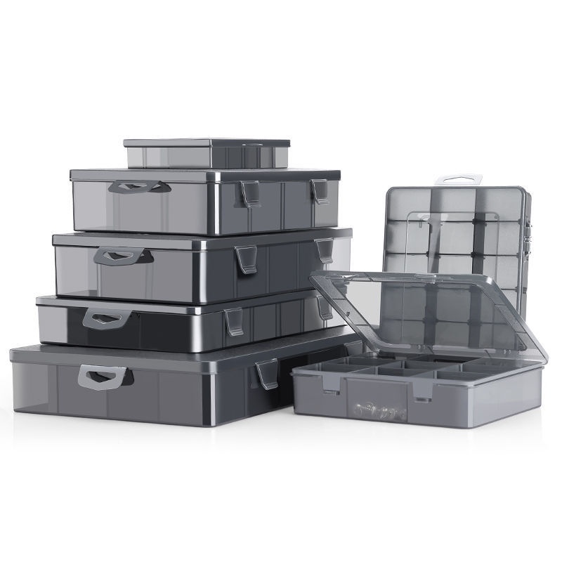 Multi-Grid Spare Parts Box Transparent Plastic Electronic Device Grid ...