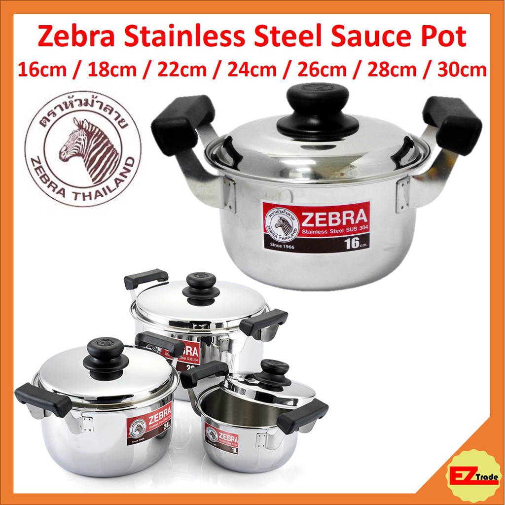 Zebra Stainless Steel Carry Sauce Pot With Lid 16cm, 18cm, 22cm, 24cm ...