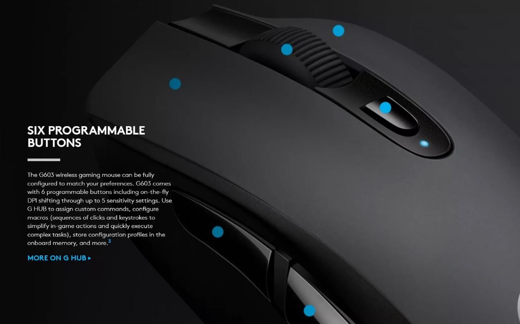 LOGITECH G603 Lightspeed Wireless Gaming Mouse, Hero Sensor, 12000 DPI ...