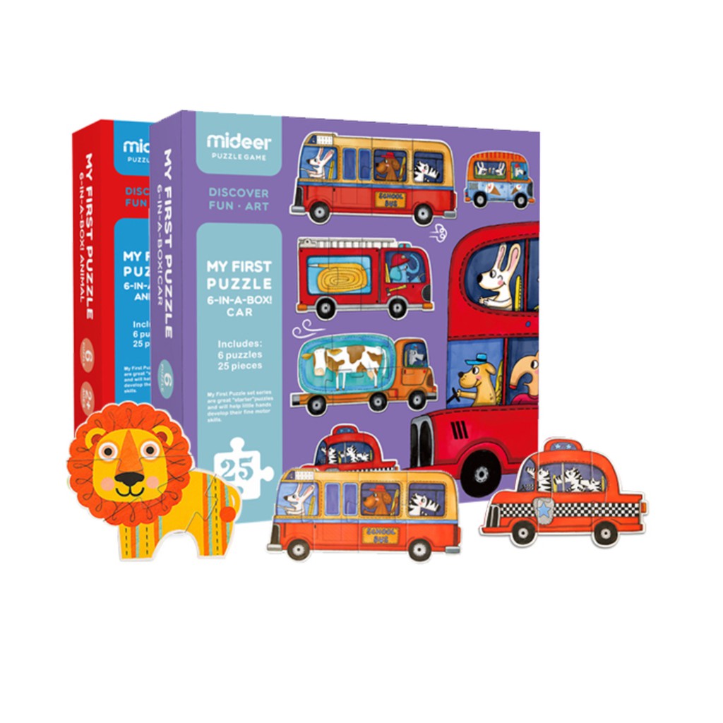 MiDeer Puzzle Games My First Puzzle 6 In A Box Car and animal | Shopee ...