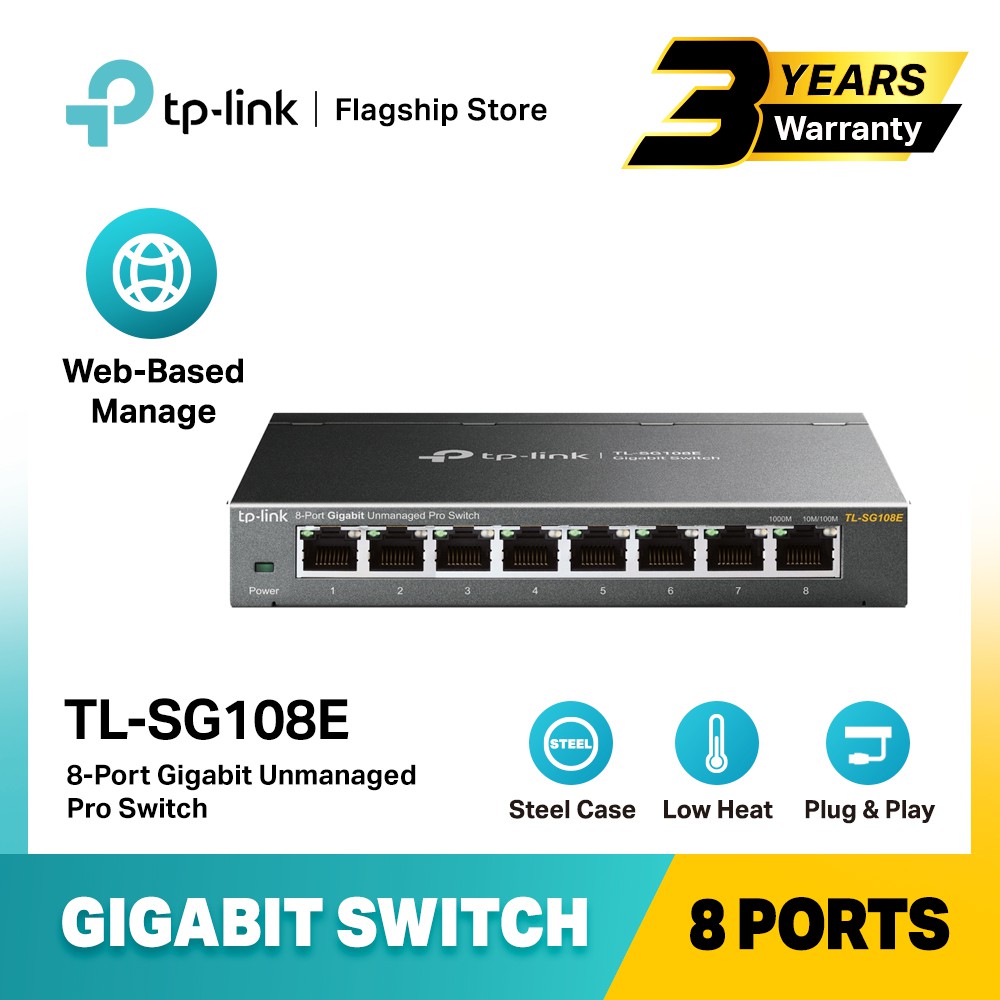 TP-LINK TL-SG108E 8-Port Gigabit Unmanaged Pro With VLAN Features ...