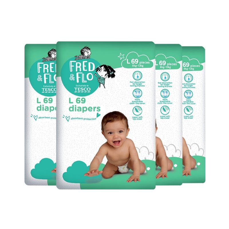 Tesco Fred & Flo Diapers | Shopee Singapore