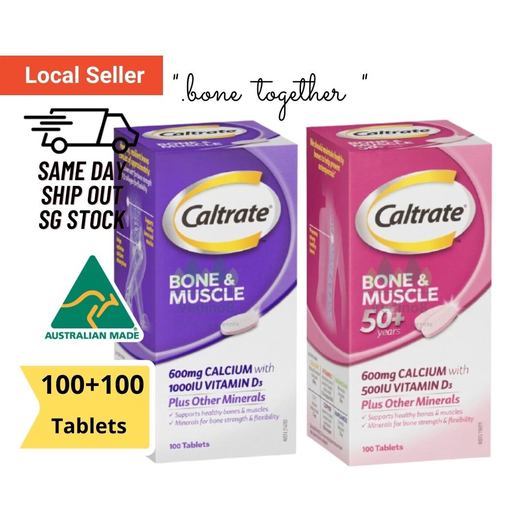 Caltrate Bone and Muscle Calcium Vitamin D 60 / 100 Tablets - Made in ...
